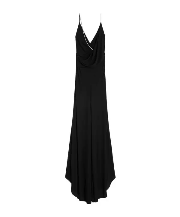 Celine Long Draped Dress In Silk Georgette