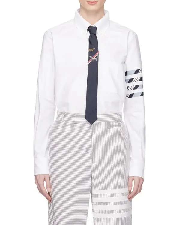 Thom Browne 4-bar Striped Buttoned Shirt - Medium Blue