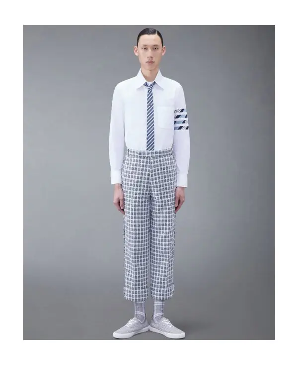 Thom Browne 4-bar Striped Buttoned Shirt - Medium Blue