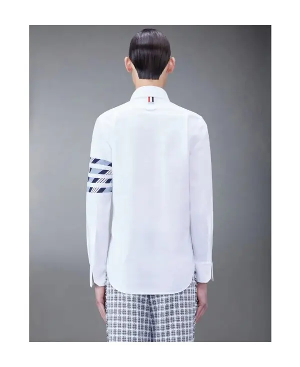 Thom Browne 4-bar Striped Buttoned Shirt - Medium Blue