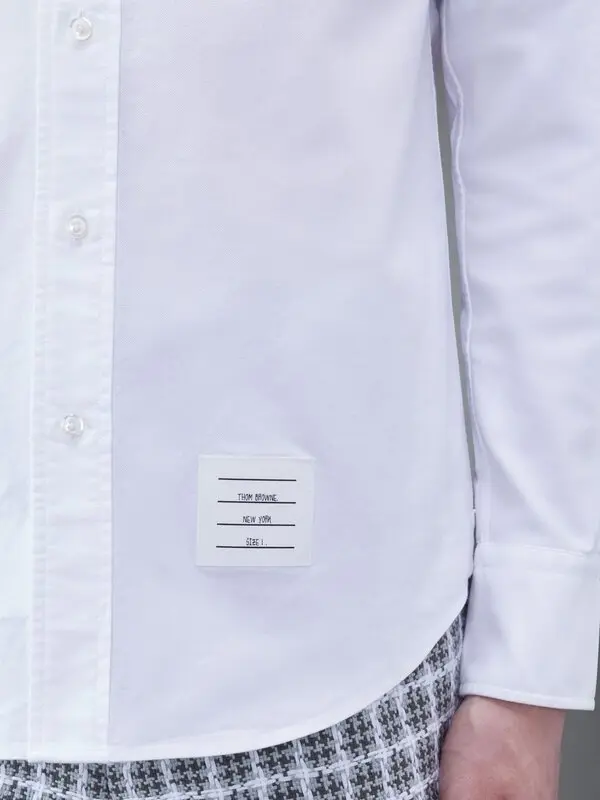 Thom Browne 4-bar Striped Buttoned Shirt - Medium Blue