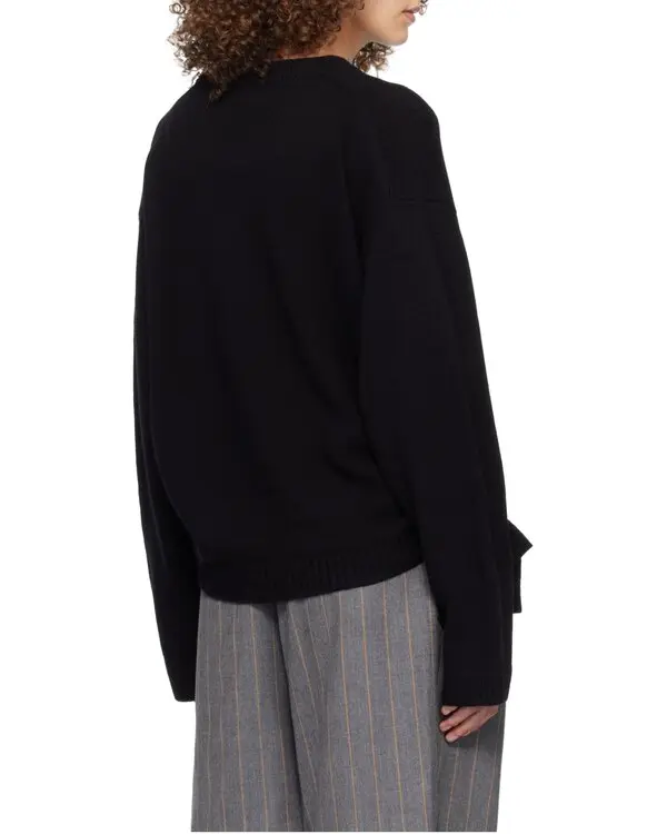 GANNI Wool Mix Jumper With Drawstring Detail - Black
