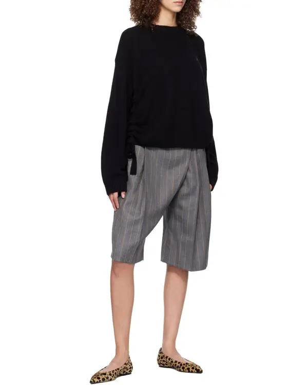 GANNI Wool Mix Jumper With Drawstring Detail - Black