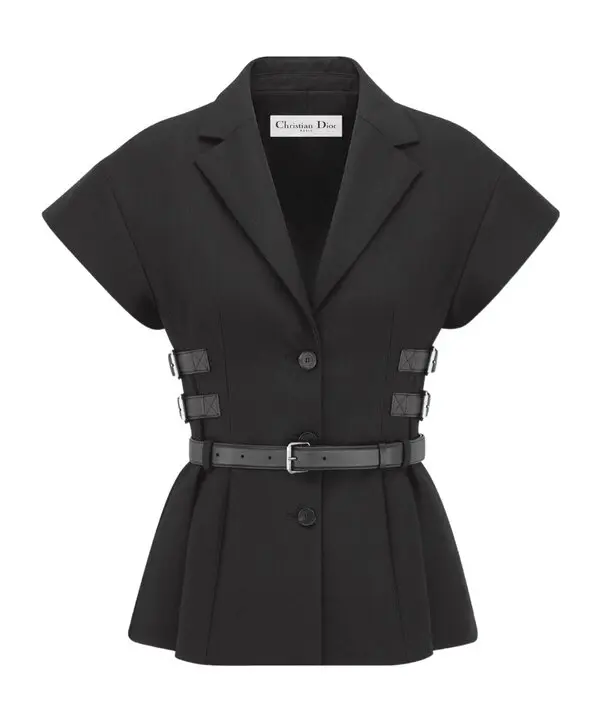 Dior Christian Paris Short-sleeved Belted Jacket