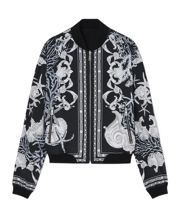 Versace Barocco Sea Reversible Zipped Bomber Jacket - Black
