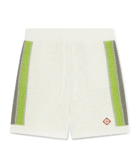 Casablanca Stripe Crochet Bermuda Shorts - Green/white