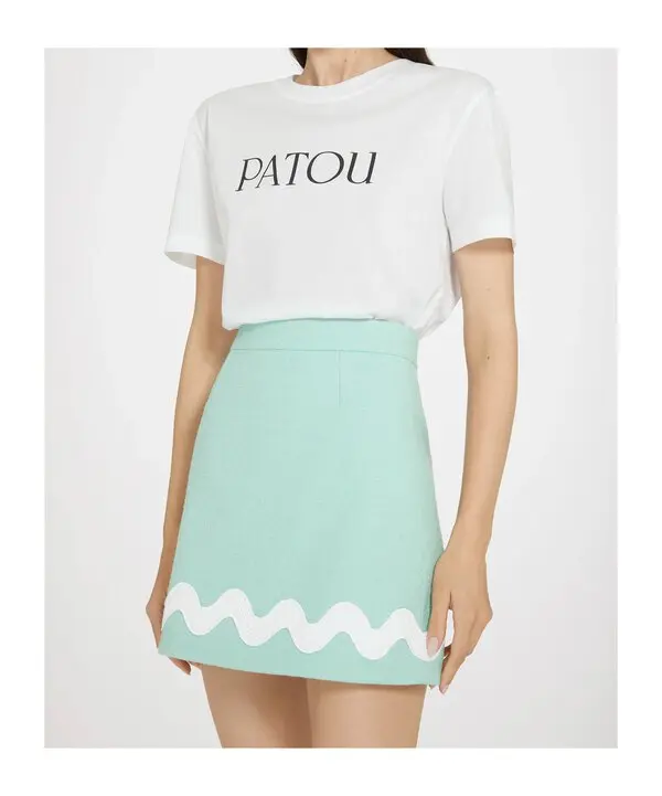PATOU Tweed Mini Skirt With Contrast Trims - Blue