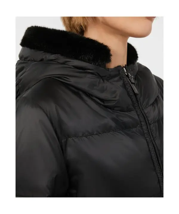 Max Mara Faux Fur Hood Trim With Cotton Tape Ties