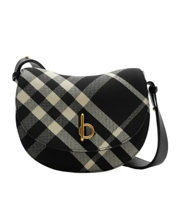 Burberry Rocking Horse Checked Crossbody Bag - Black