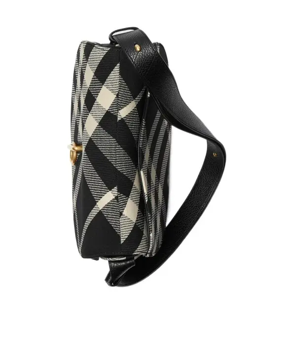 Burberry Rocking Horse Checked Crossbody Bag - Black