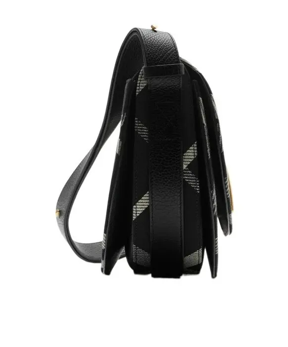 Burberry Rocking Horse Checked Crossbody Bag - Black