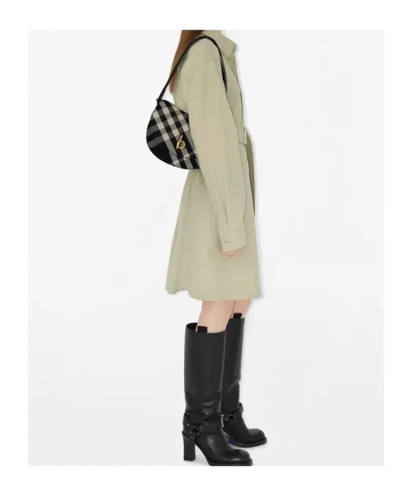 Burberry Rocking Horse Checked Crossbody Bag - Black
