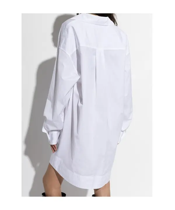 Dsquared2 Long Sleeve V-neck Shirt Dress - White