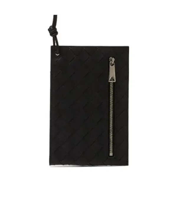 Bottega Veneta Intrecciato Neck Strapped Phone Holder - Black