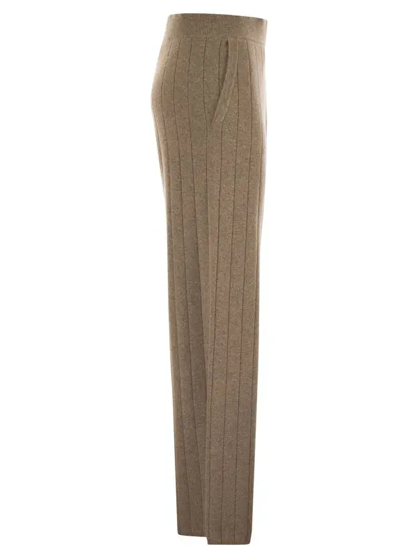 Max Mara Jardin Ribbed Wide-leg Trousers - Brown