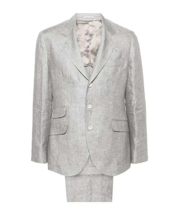Brunello Cucinelli Single-breasted Linen Suit - Heather Gray