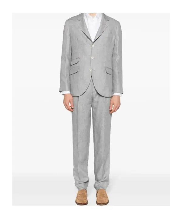 Brunello Cucinelli Single-breasted Linen Suit - Heather Gray