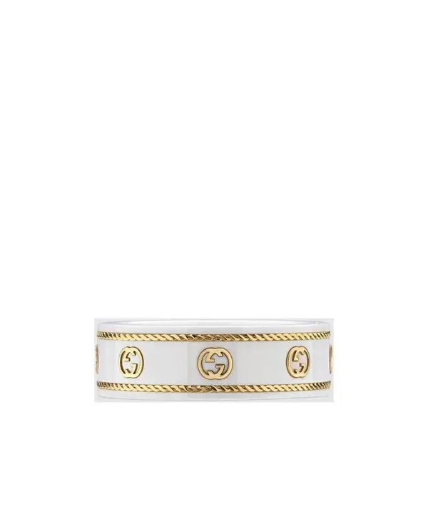 Gucci Icon Ring With Yellow Gold Interlocking G - White