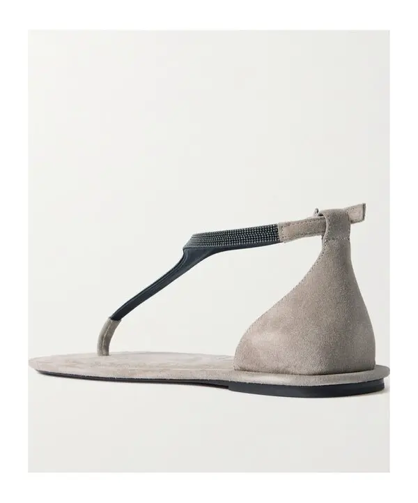 Brunello Cucinelli Monili Detailed Flat Sandals - Taupe