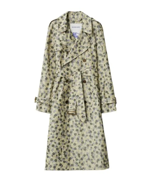 Burberry Long Floral Lightweight Trench Coat