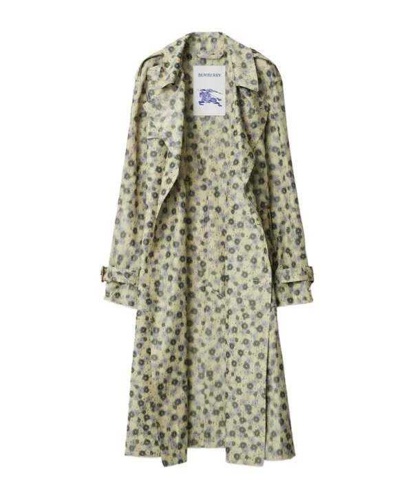 Burberry Long Floral Lightweight Trench Coat