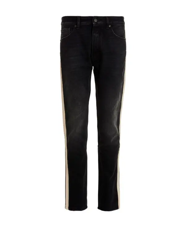 Palm Angels Washed Effect Denim Jeans With Side Stripe