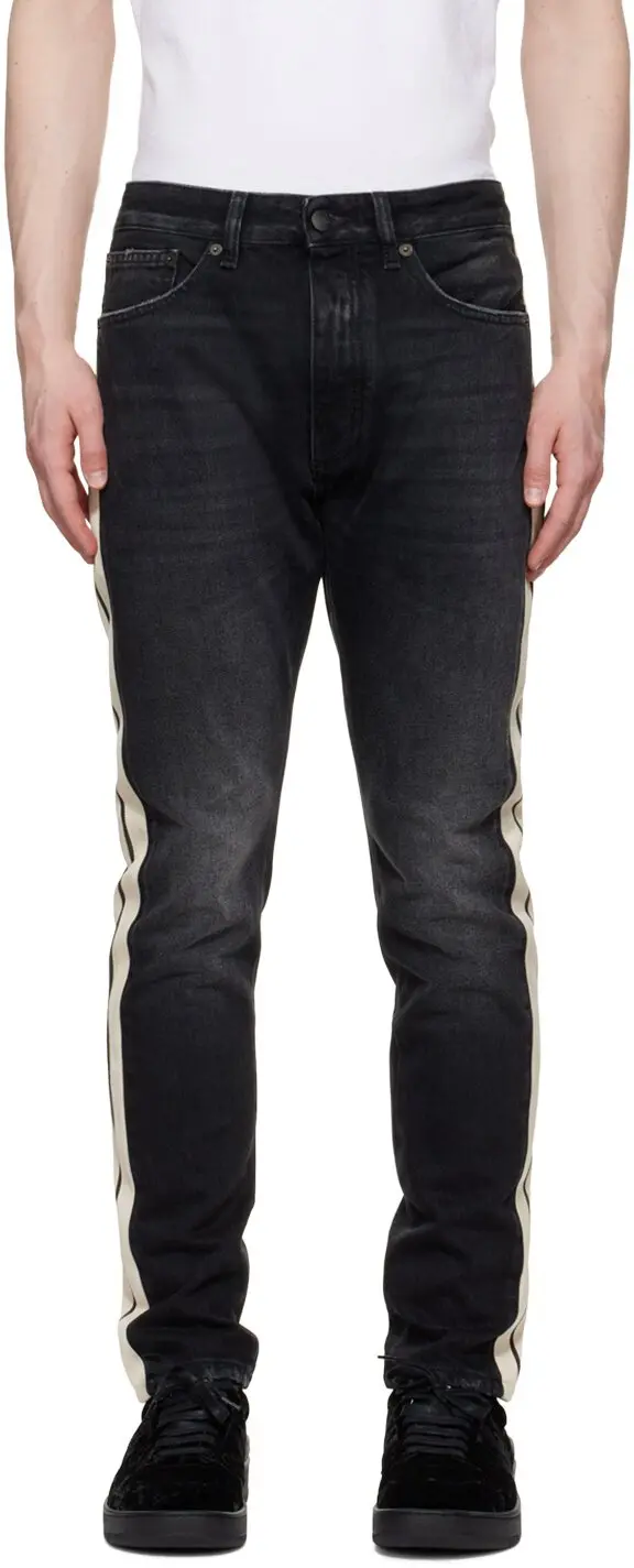 Palm Angels Washed Effect Denim Jeans With Side Stripe