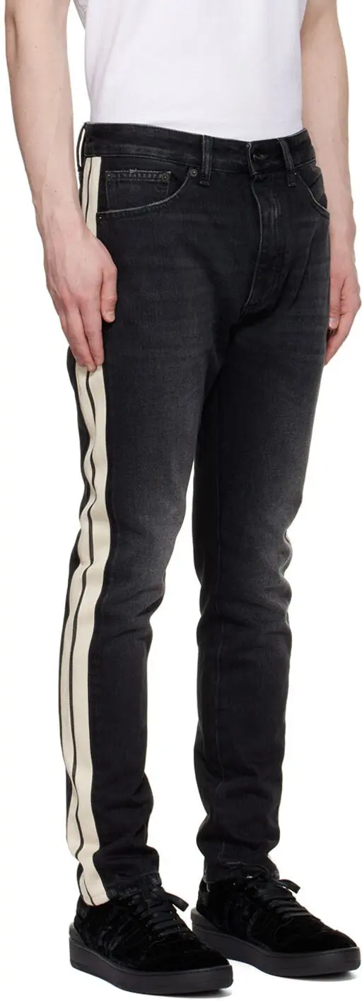 Palm Angels Washed Effect Denim Jeans With Side Stripe