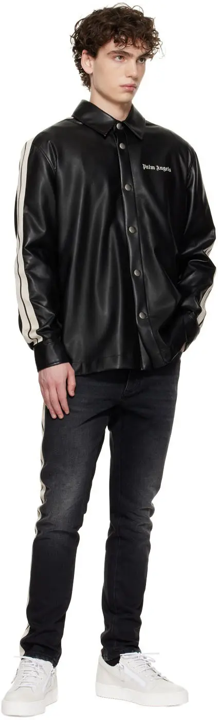 Palm Angels Washed Effect Denim Jeans With Side Stripe