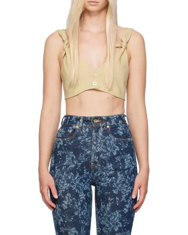 GANNI Cropped Button-front Top With Adjustable Straps