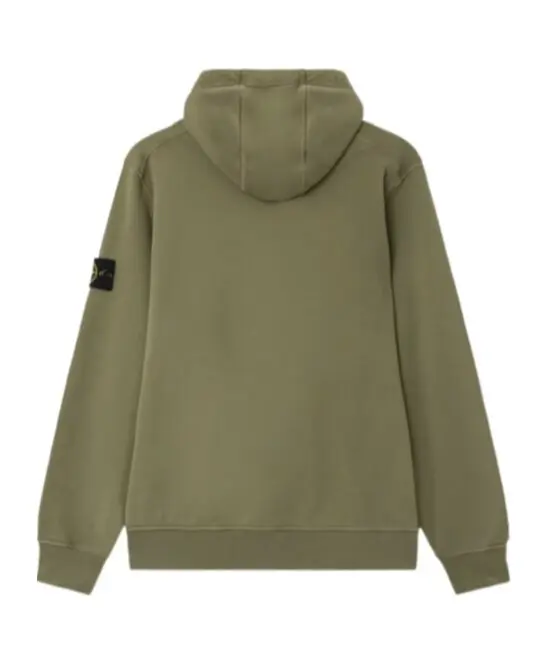 Stone Island Logo Patch Drawstring Hoodie - Military Green