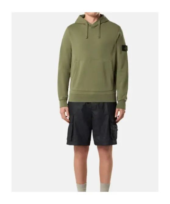 Stone Island Logo Patch Drawstring Hoodie - Military Green