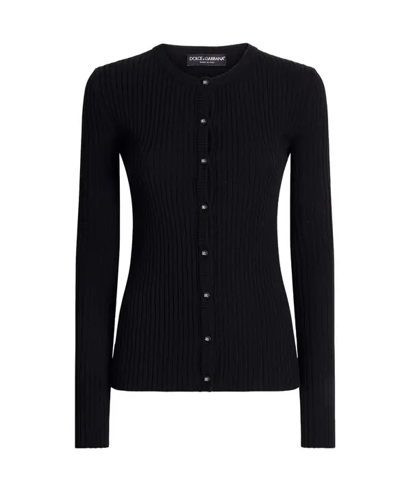 Dolce & Gabbana Ribbed Knit Cardigan - Black
