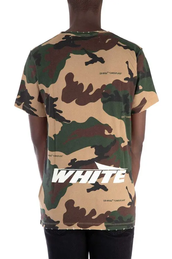 Off-White Camouflage Printed Cotton T-shirt