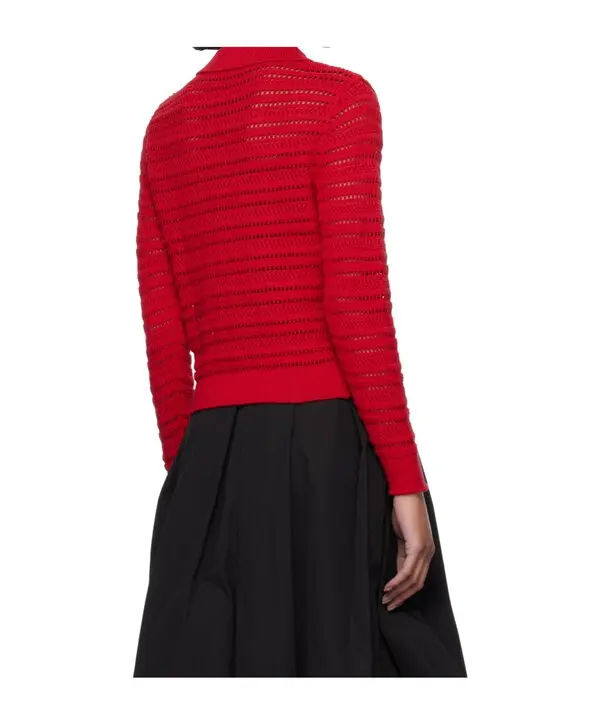 DUNST Open Collar Pointelle Knit Cardigan