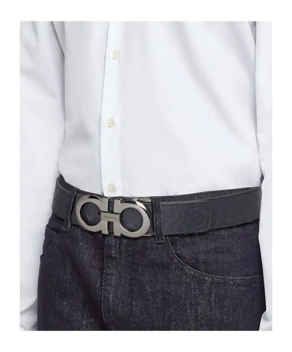 FERRAGAMO Gancini Buckle Leather Belt