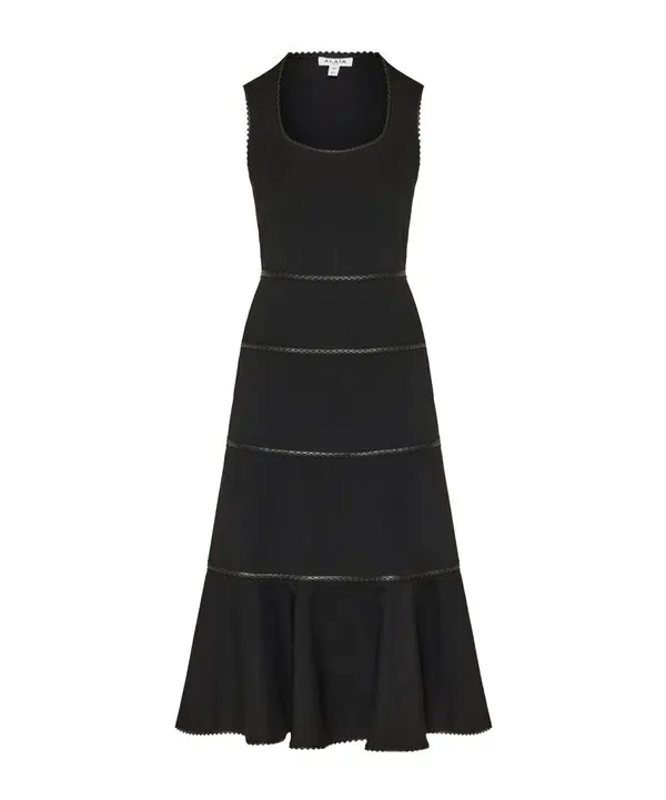 Alaïa Sleeveless Square Neck Dress With Ruffled Hem