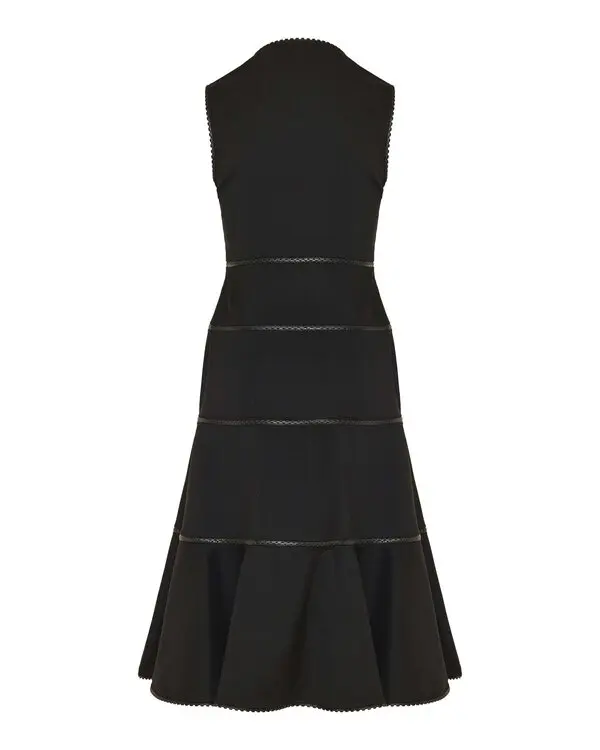 Alaïa Sleeveless Square Neck Dress With Ruffled Hem