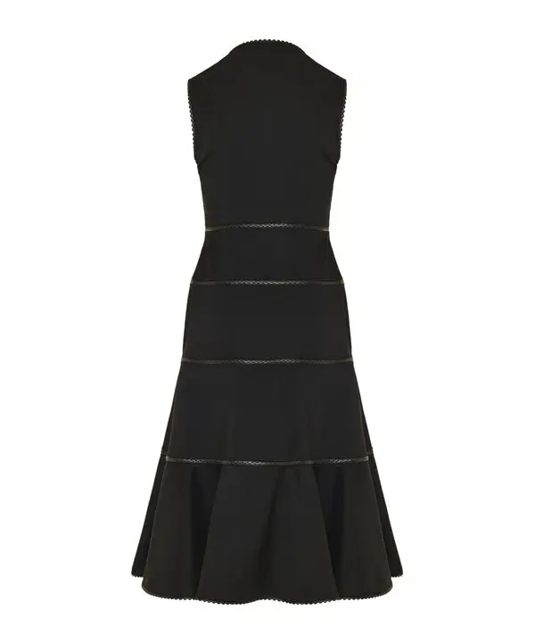 Alaïa Sleeveless Square Neck Dress With Ruffled Hem