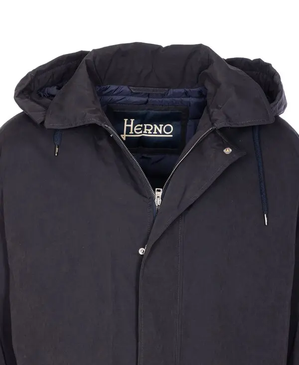 Herno Down Jacket With Hood And Drawstring - Black