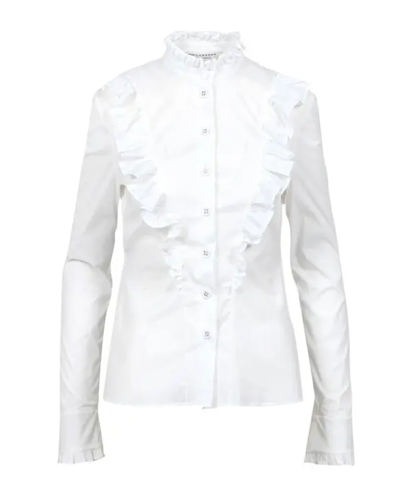 Philosophy Di Lorenzo Serafini Ruffled High Collar Shirt - White