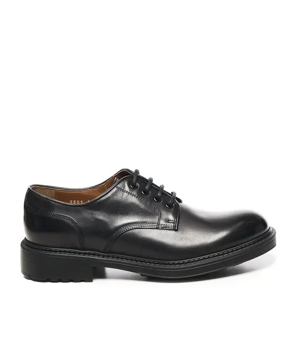 DOUCAL'S Lace-up Derby Flat Shoes - Black