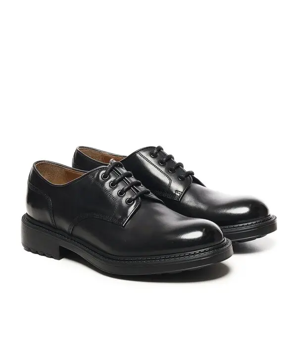 DOUCAL'S Lace-up Derby Flat Shoes - Black