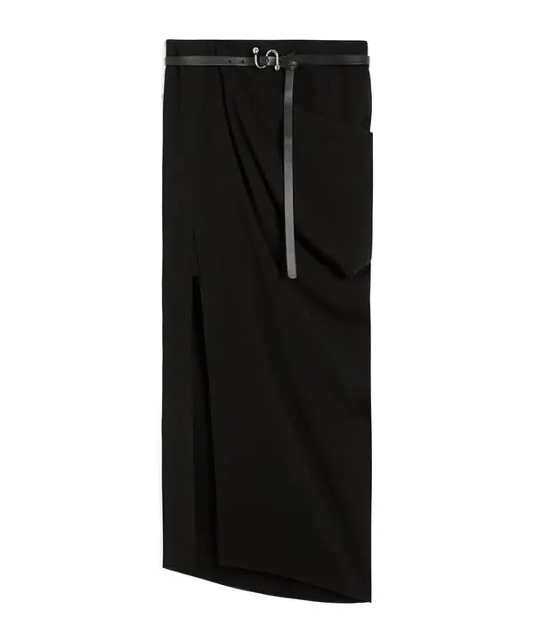 Sportmax Asymmetrical Draped Skirt With S-buckle Belt