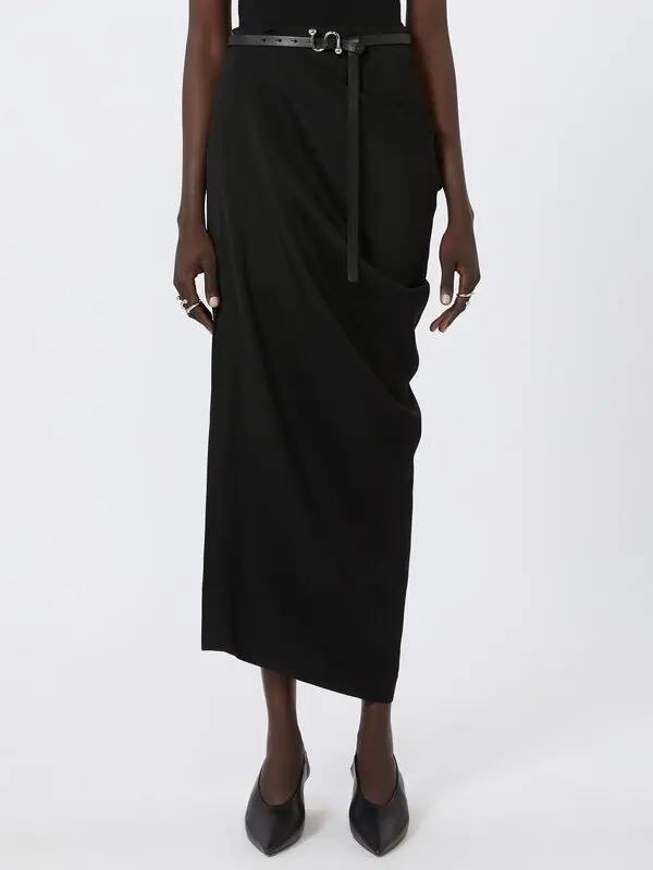 Sportmax Asymmetrical Draped Skirt With S-buckle Belt