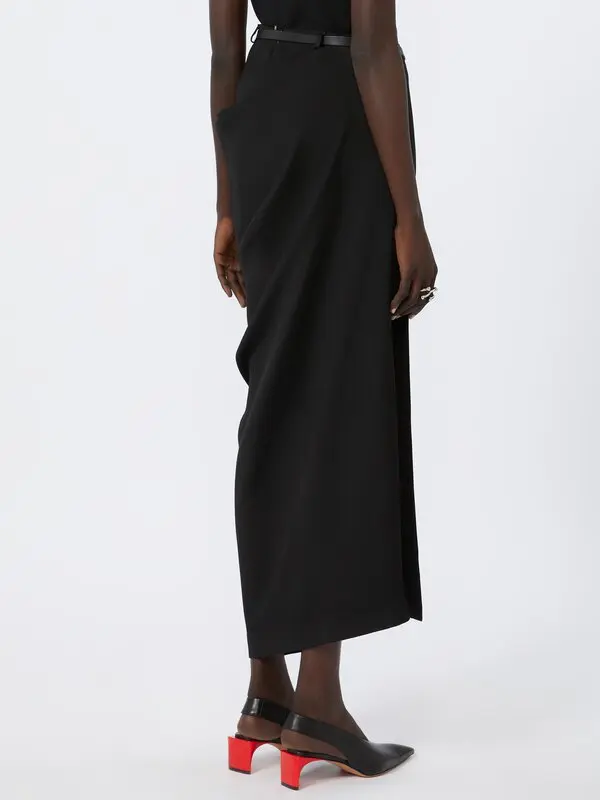 Sportmax Asymmetrical Draped Skirt With S-buckle Belt