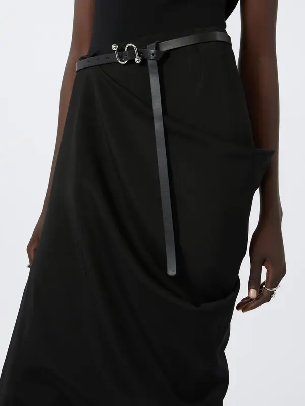 Sportmax Asymmetrical Draped Skirt With S-buckle Belt