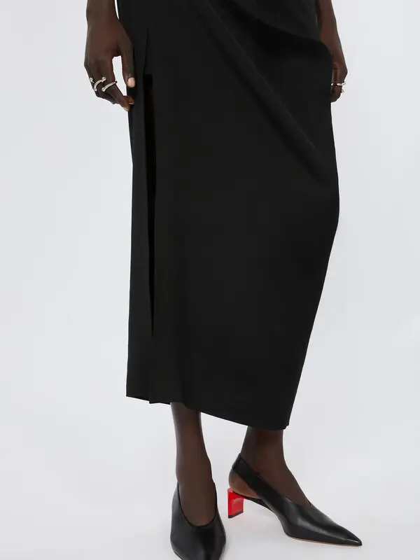 Sportmax Asymmetrical Draped Skirt With S-buckle Belt