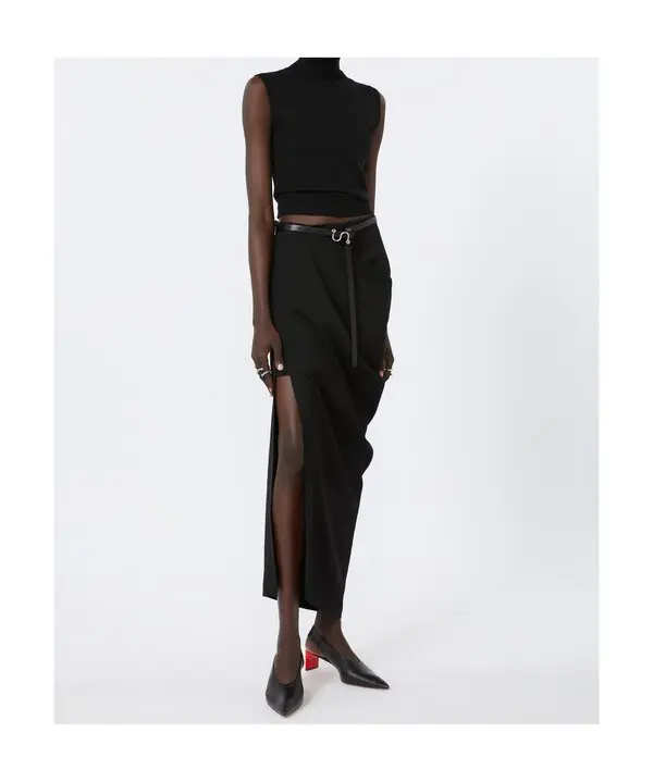Sportmax Asymmetrical Draped Skirt With S-buckle Belt