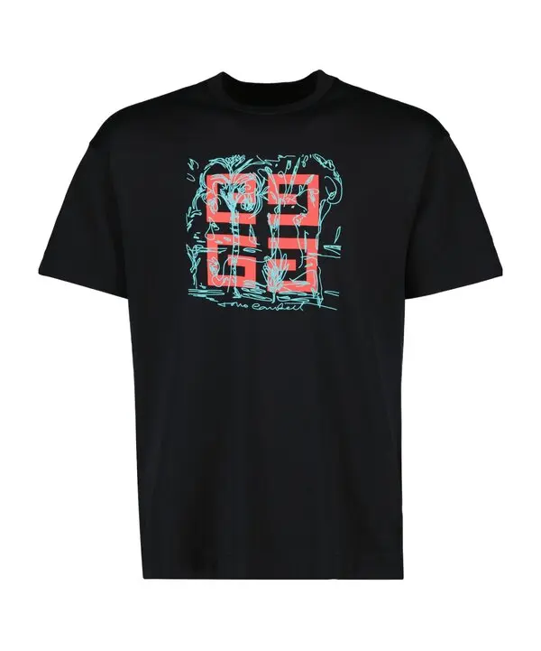 Givenchy 4g Logo Printed Crewneck T-shirt - Black